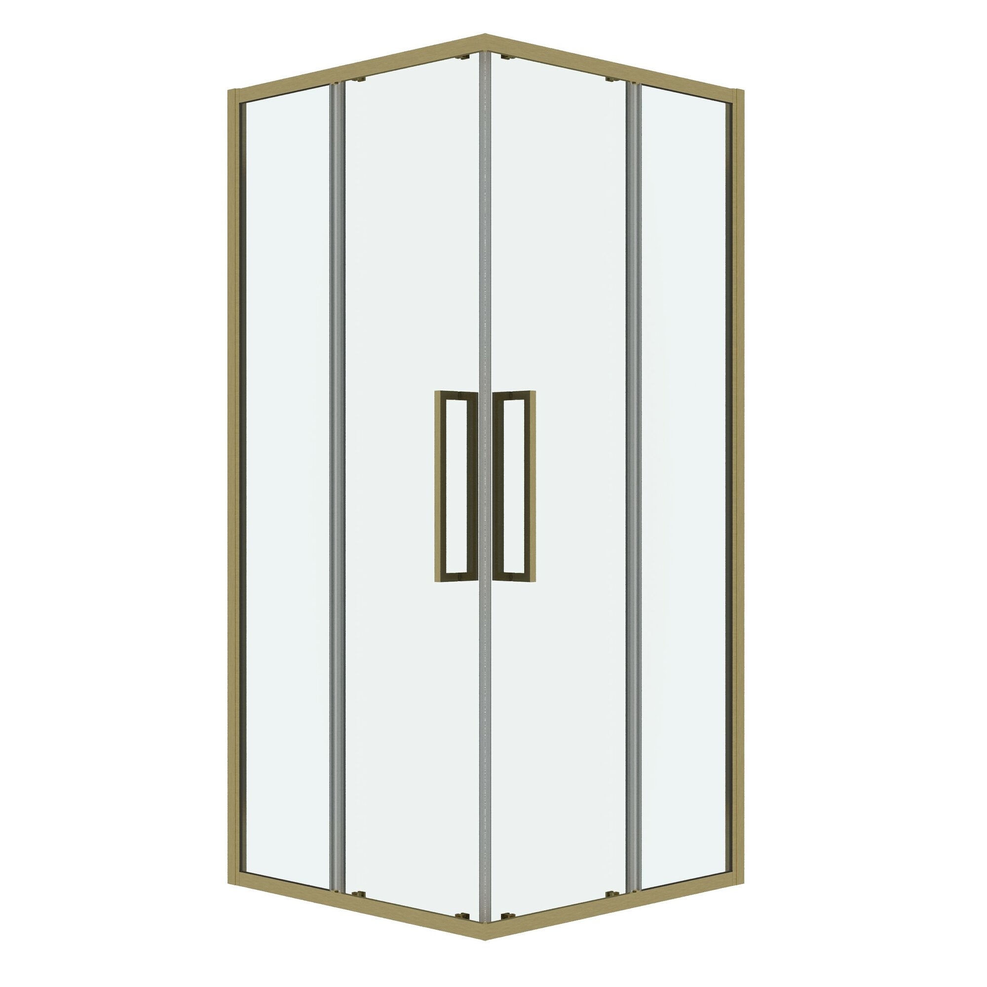 Душевое ограждение Grossman Cosmo 300. K33.02.8080.32.00 (80х80х195) квадрат, раздвижная, золото сатин, стекло прозрачное, 1 место