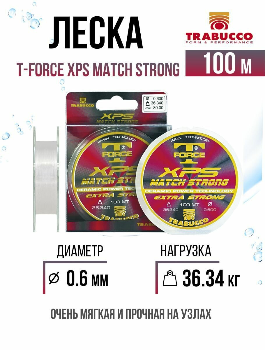Монолеска для рыбалки Trabucco T-Force XPS Match Strong 100m Clear 0.600mm 36.34kg