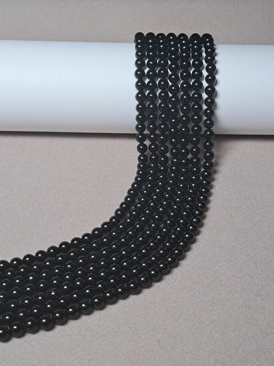 Бусины турмалин шерл, натуральный камень, для рукоделия, для творчества, для украшений, 6 мм