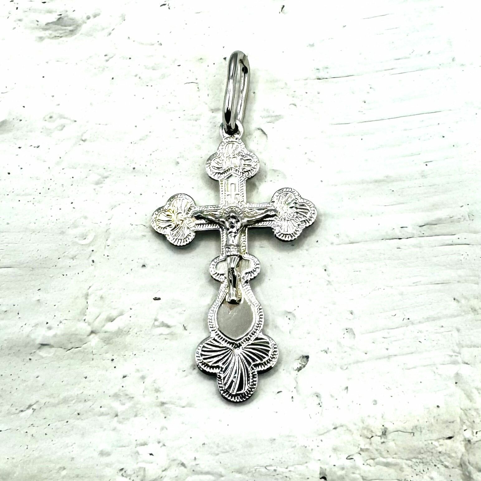 Крестик, серебро, 925 проба, родирование