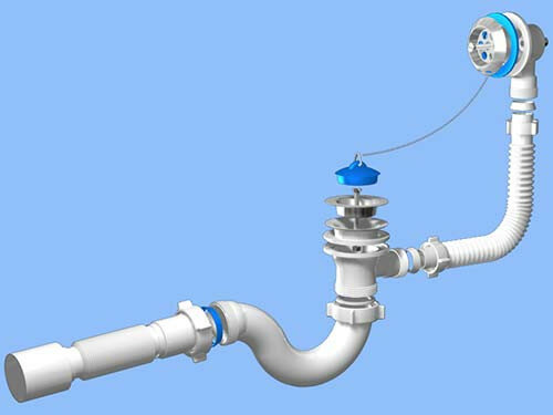 Обвязка АНИ Пласт Е155 1-1/2" с г/тр. 40/50 (сифон, выпуск, перелив, колено, сифон, клапан)