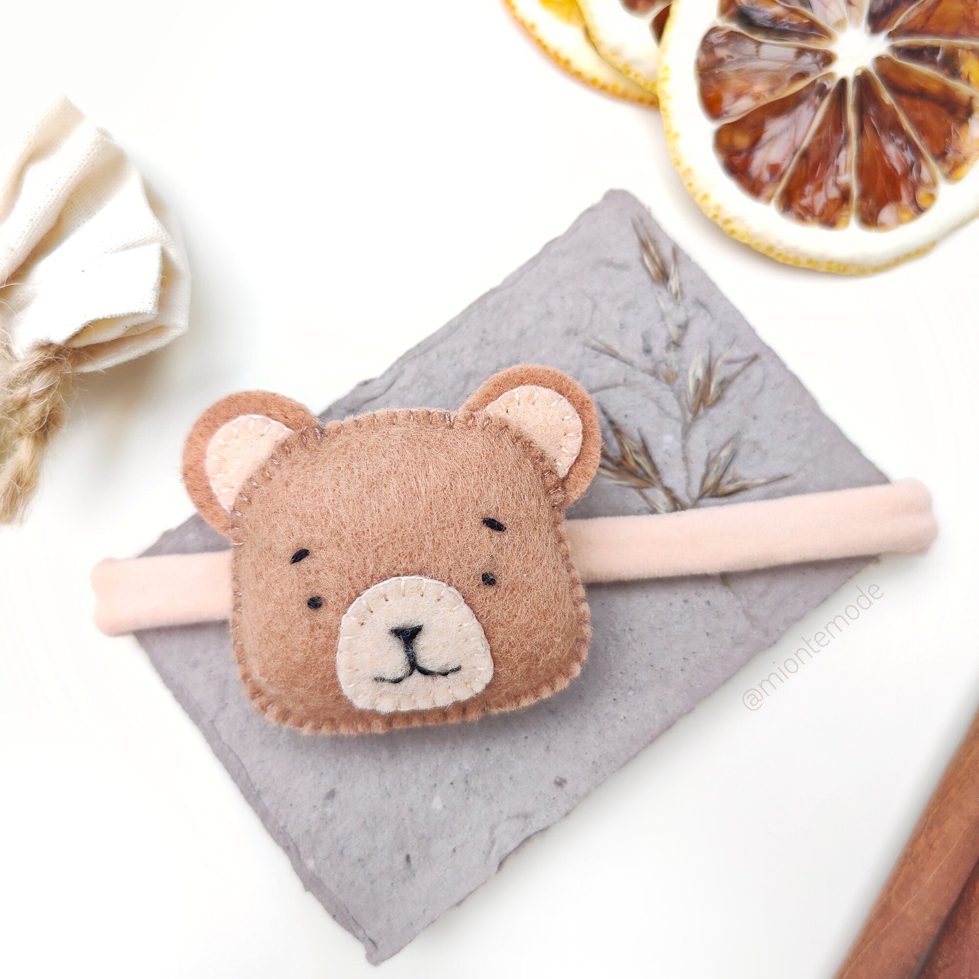 Повязка на голову Мишка, для новорожденных и детей, ручная работа