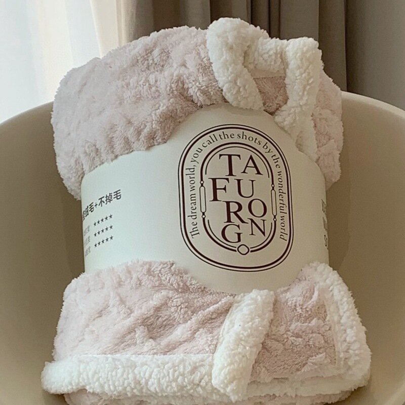 Кросс-бордерное новое однотонное удобное хлопковое вельветовое жаккардовое одеяло, двустороннее одеяло из овечьей шерсти, фланелевое одеяло, коралловое флисовое подарочное одеяло