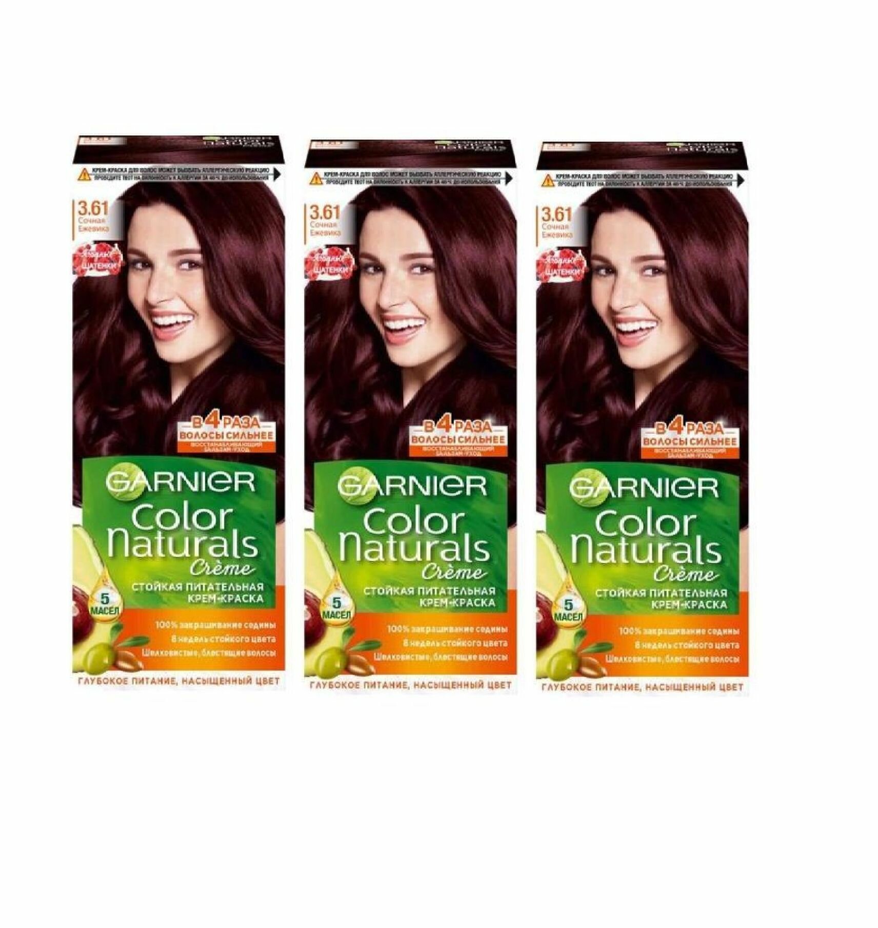 Garnier Краска для волос Color Naturals, Сочная ежевика №3.61, 3 шт