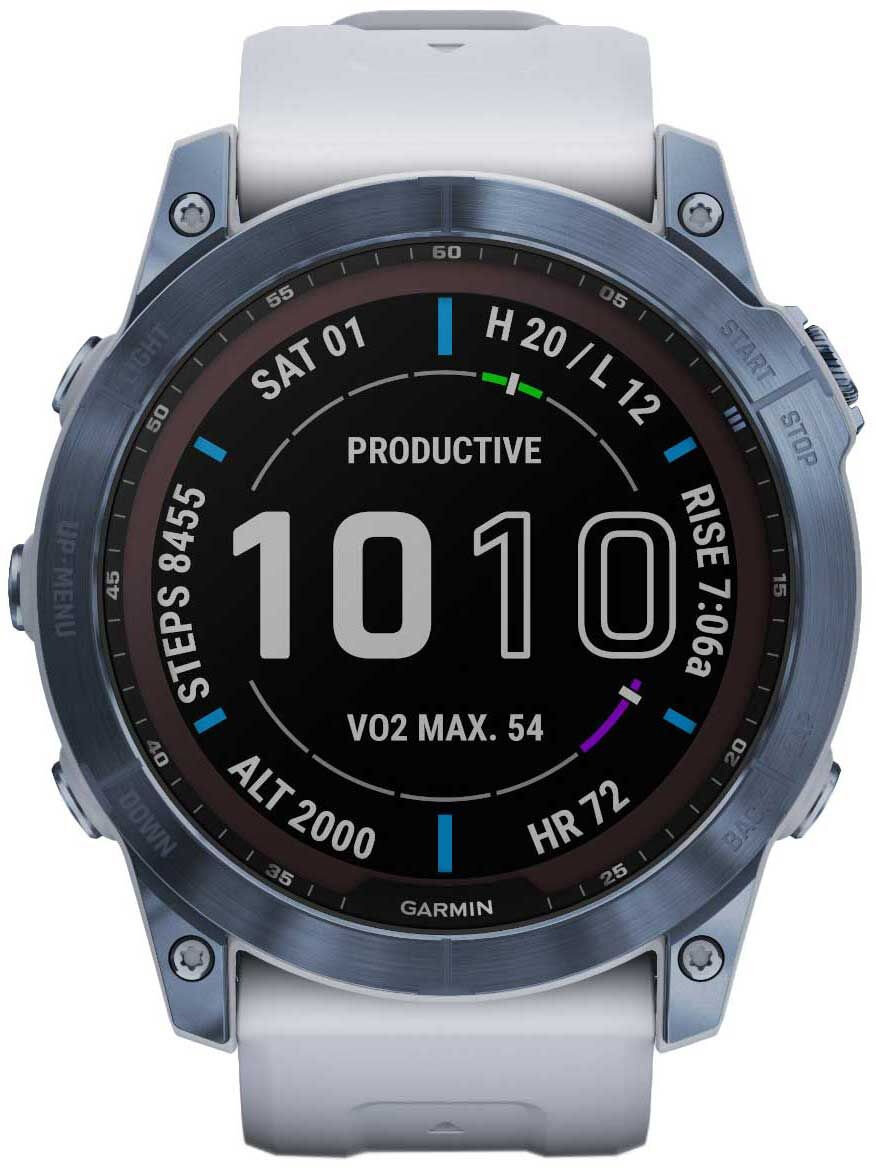 Смарт-часы Garmin Fenix 7X 1.4" корп. синий рем. белый (010-02541-15)