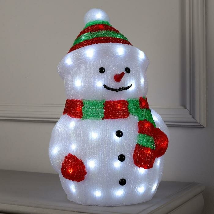 Светодиодная фигура Снеговик большой 25 44 20 см, акрил, 40 LED, 220 В, свечение белое