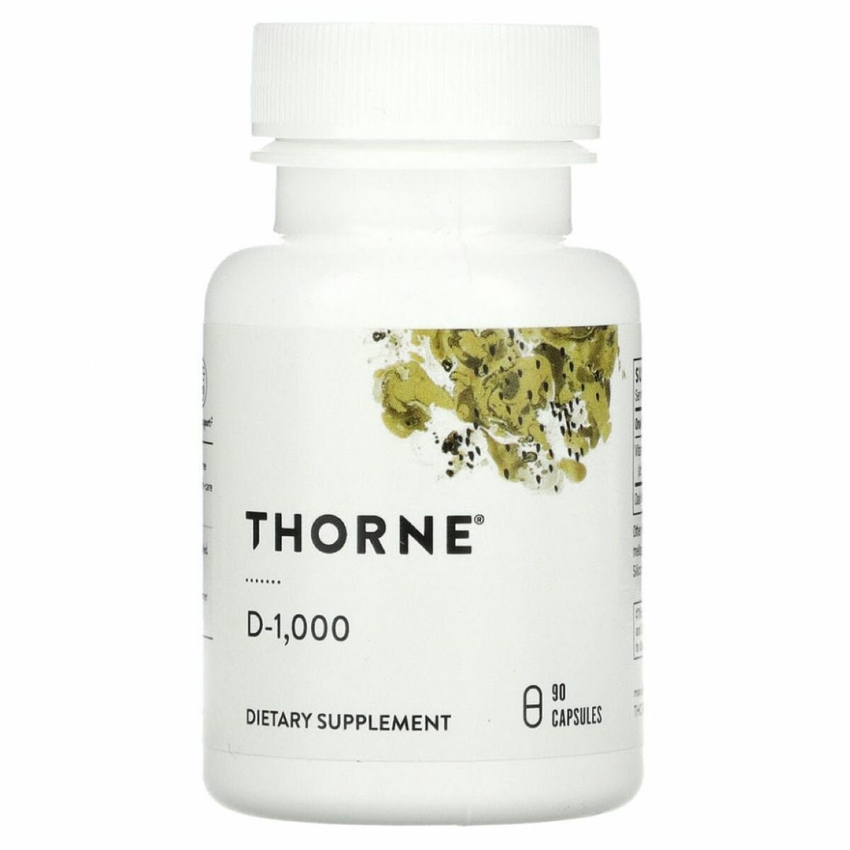 Thorne Research Витамин Д, Vitamin D 1000, здоровье зубов, костей и мышц 90 капсул