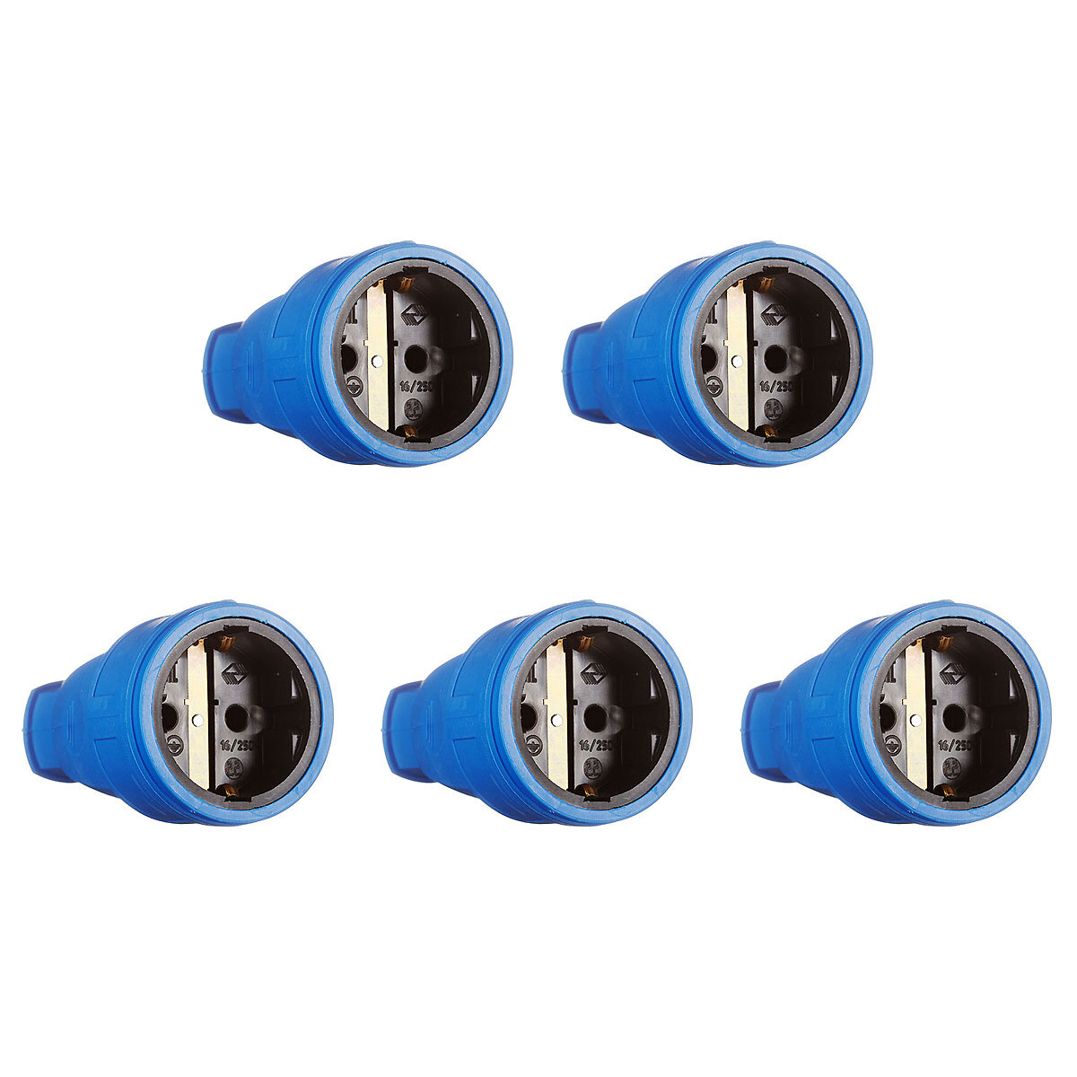 Розетка штепсельная одинарная с заземлением IP20 синяя (5 шт.)