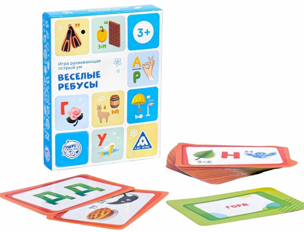 Развивающая настольная игра "Весёлые ребусы", логические головоломки для детей, в наборе 30 карт