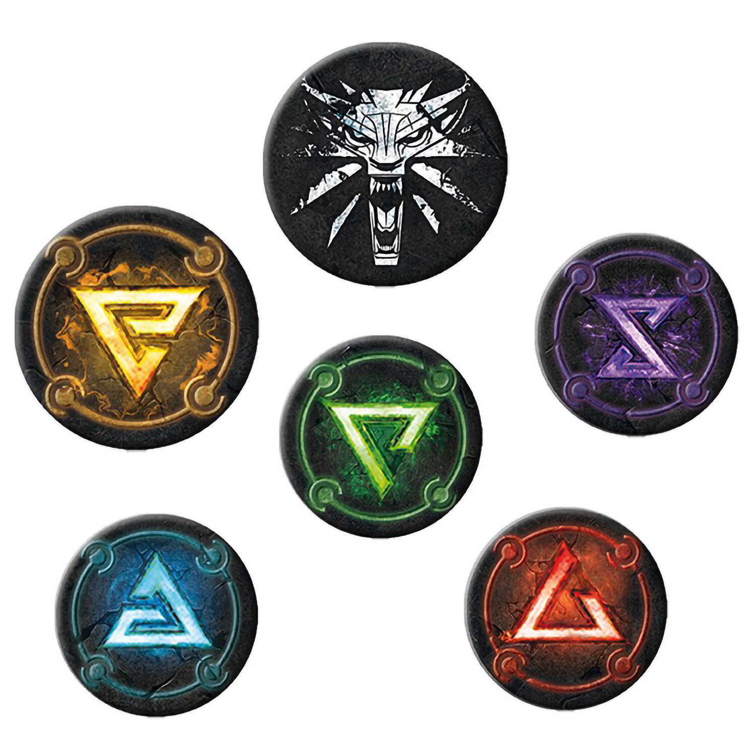 Значки The Witcher Badge Pack ABYACC441, металл, 6 штук, диаметр 2.5 и 3.2 см