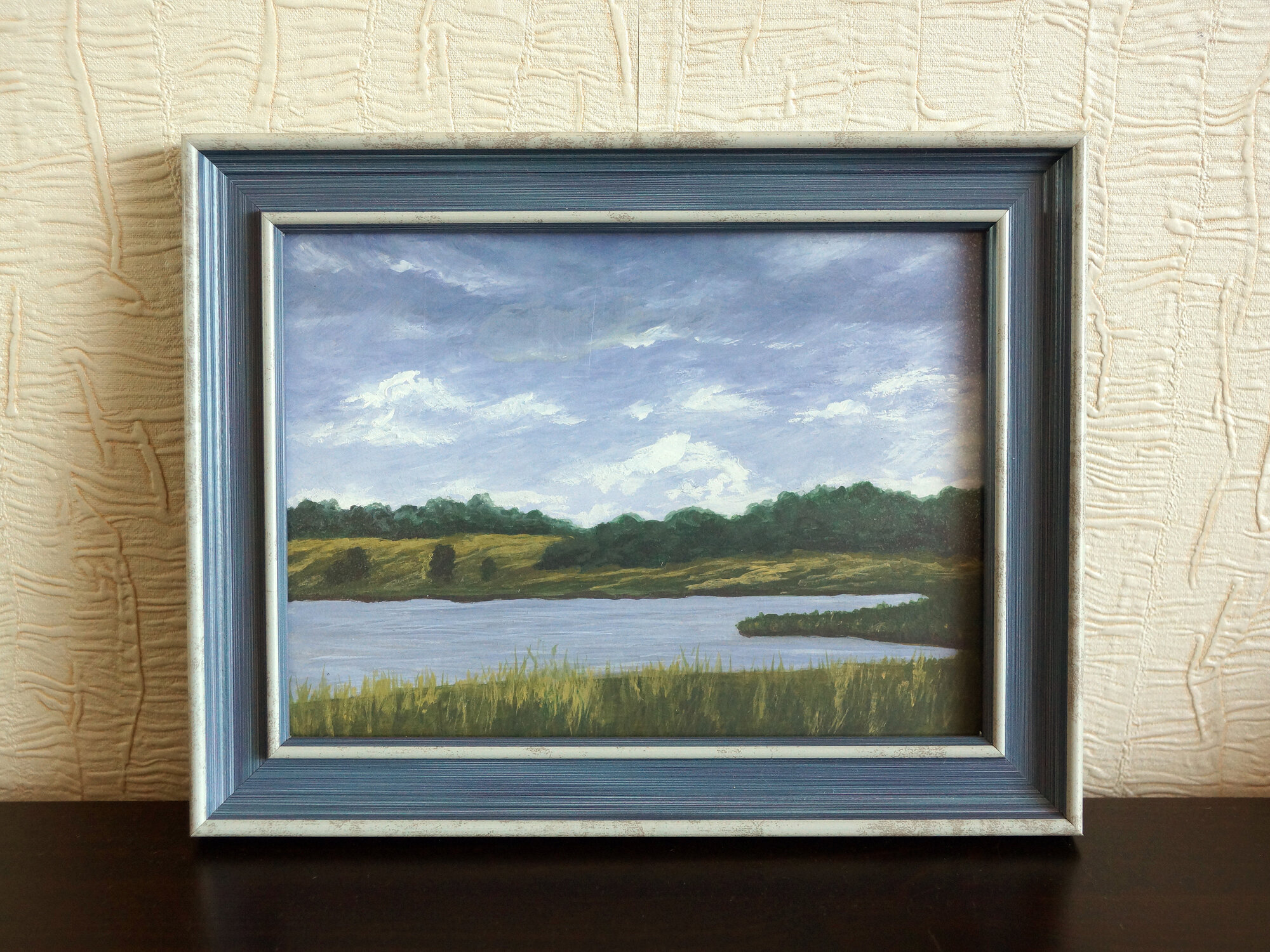 На том берегу • Натурная живопись • Пейзаж • Авторская интерьерная картина в раме • Ручная работа