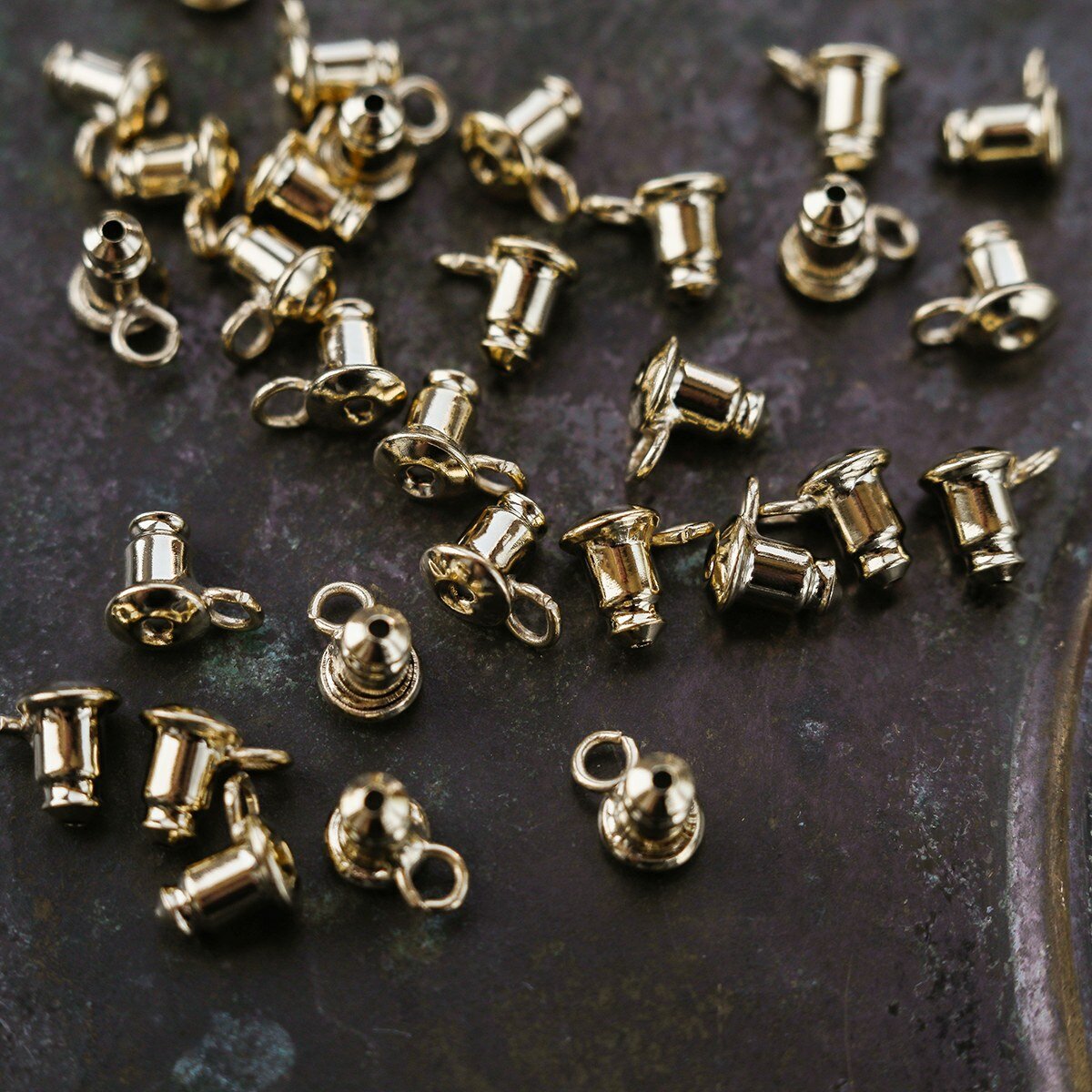 Застежки-фиксаторы 5 пар для сережек гвоздиков, позолоченные, 5.8x7.2x4.4 мм