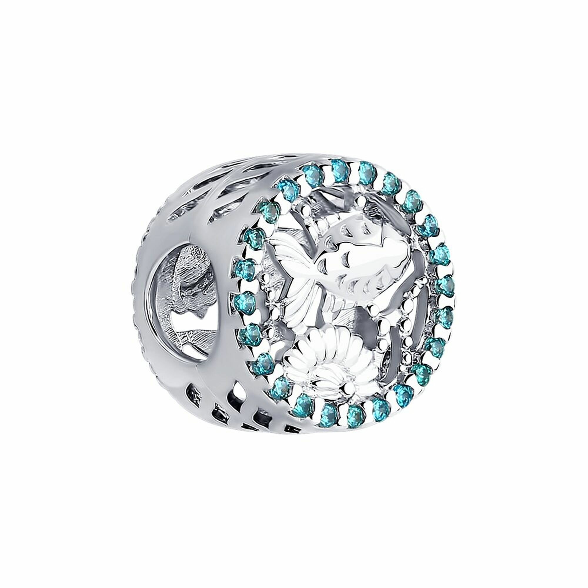 Шарм, серебро, 925 проба, родирование, фианит