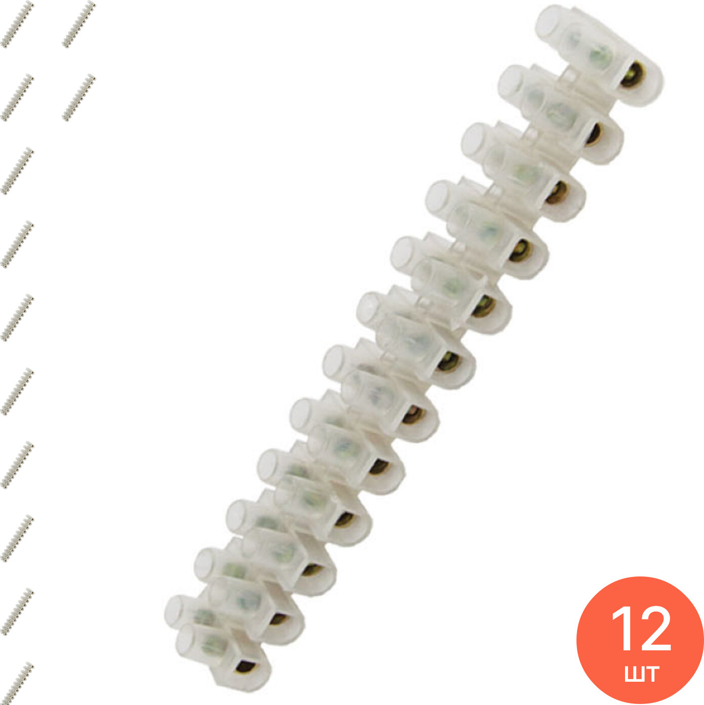 Клеммная колодка TDM Electric / ТДМ Электрик ЗВИ 10 винтовая в корпусе из полиэтилена, белая 12 полюсов, сечение 1.5-6мм2, 10А, 400В / электрика (комплект из 12 шт)