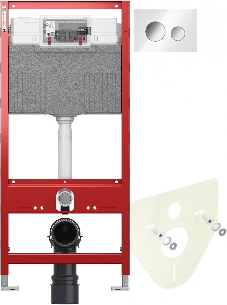 Инсталляция для унитаза Tece TECEloop 9300302 + 9200010 + 9380014 + 9240660 с кнопкой смыва, белый/хром