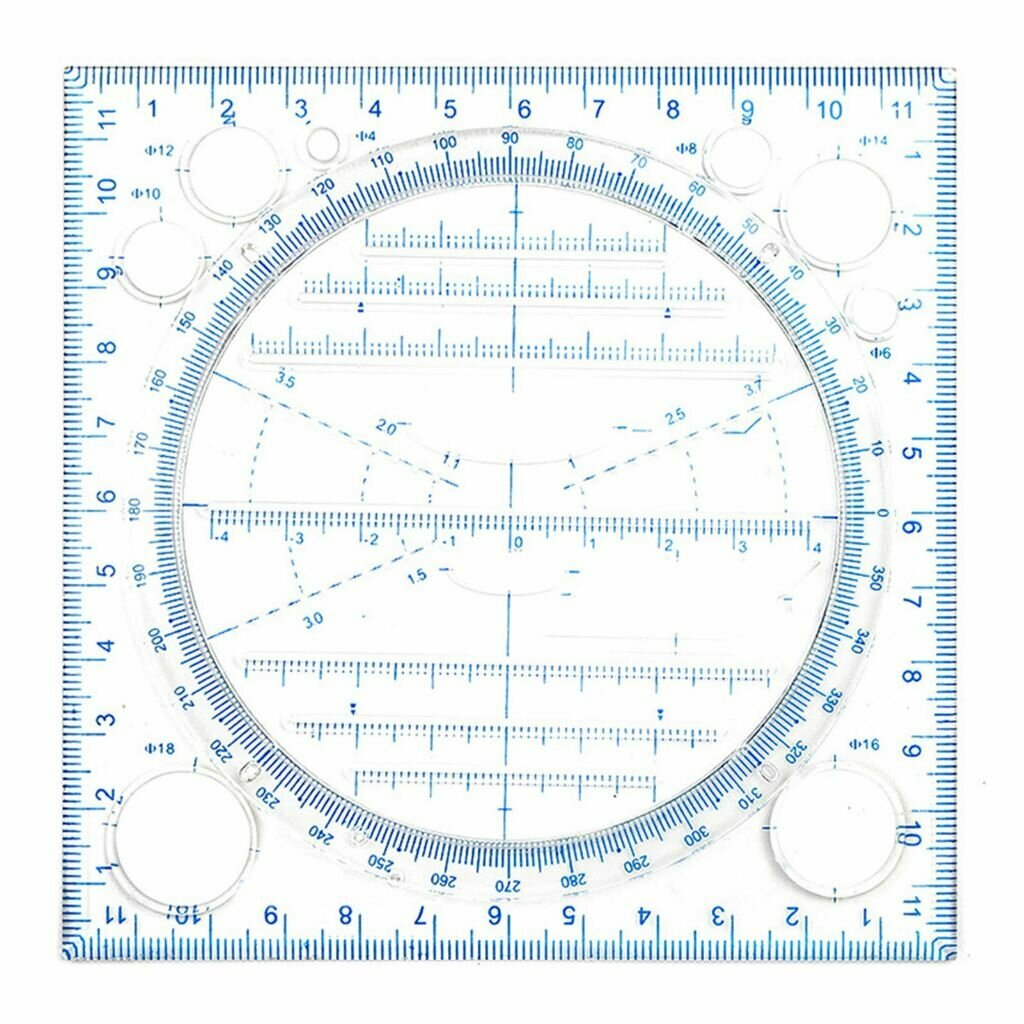 Многофункциональная линейка для рисования, трафарет с углом 360 градусов и кругом, Геометрический шаблон для измерения
