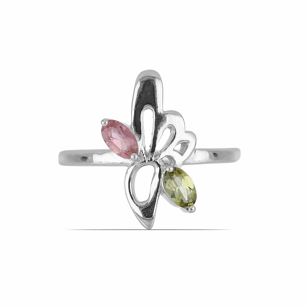 Кольцо, серебро, 925 проба, родирование, турмалин