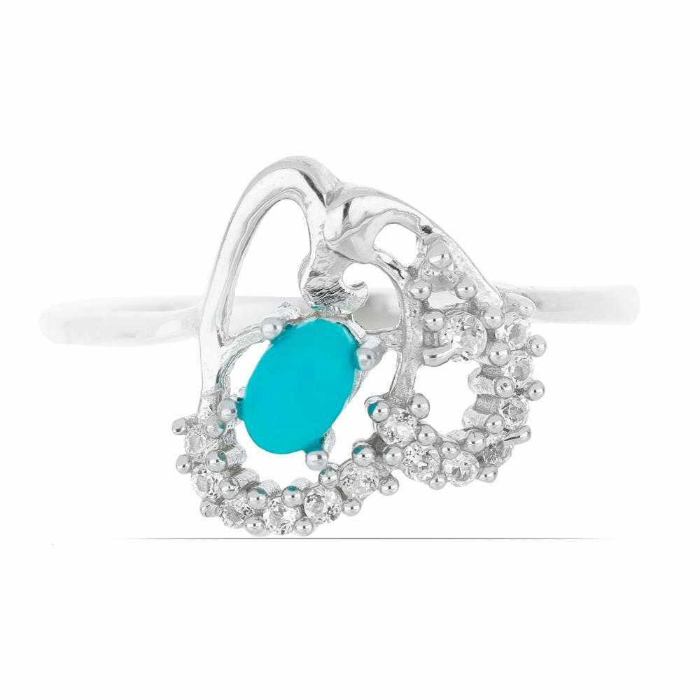 Кольцо, серебро, 925 проба, родирование, бирюза, топаз