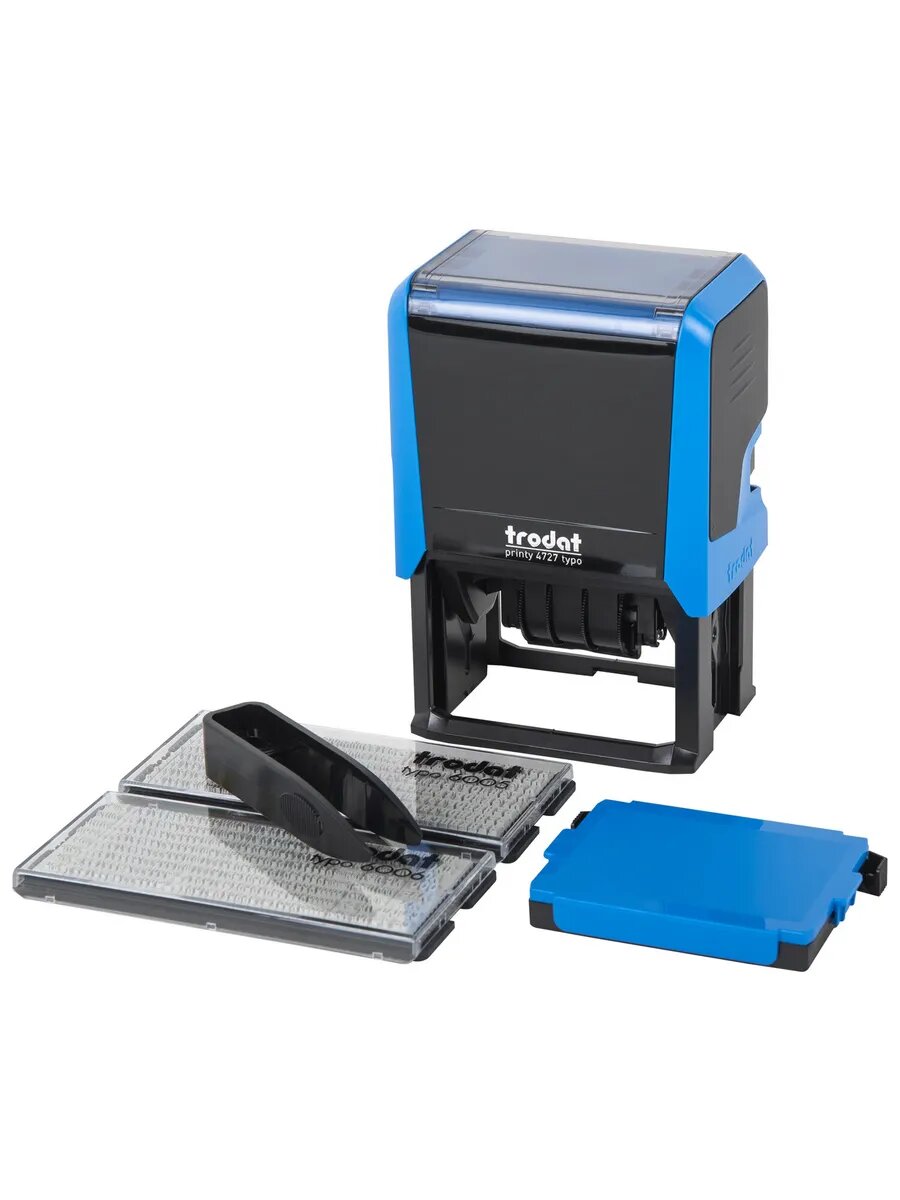 Датер самонаборный TRODAT 4727 6 строк+дата оттиск 60х40 мм синий пластиковый 2 кассы в комплекте