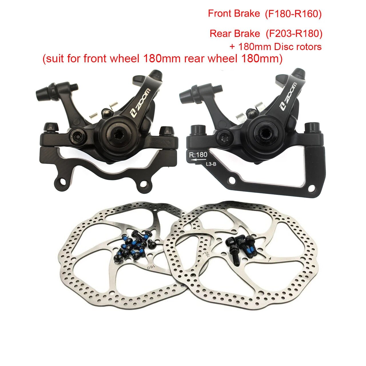 ZOOM DB-680 механические дисковые тормоза Черный, 1 Set Black Disc180