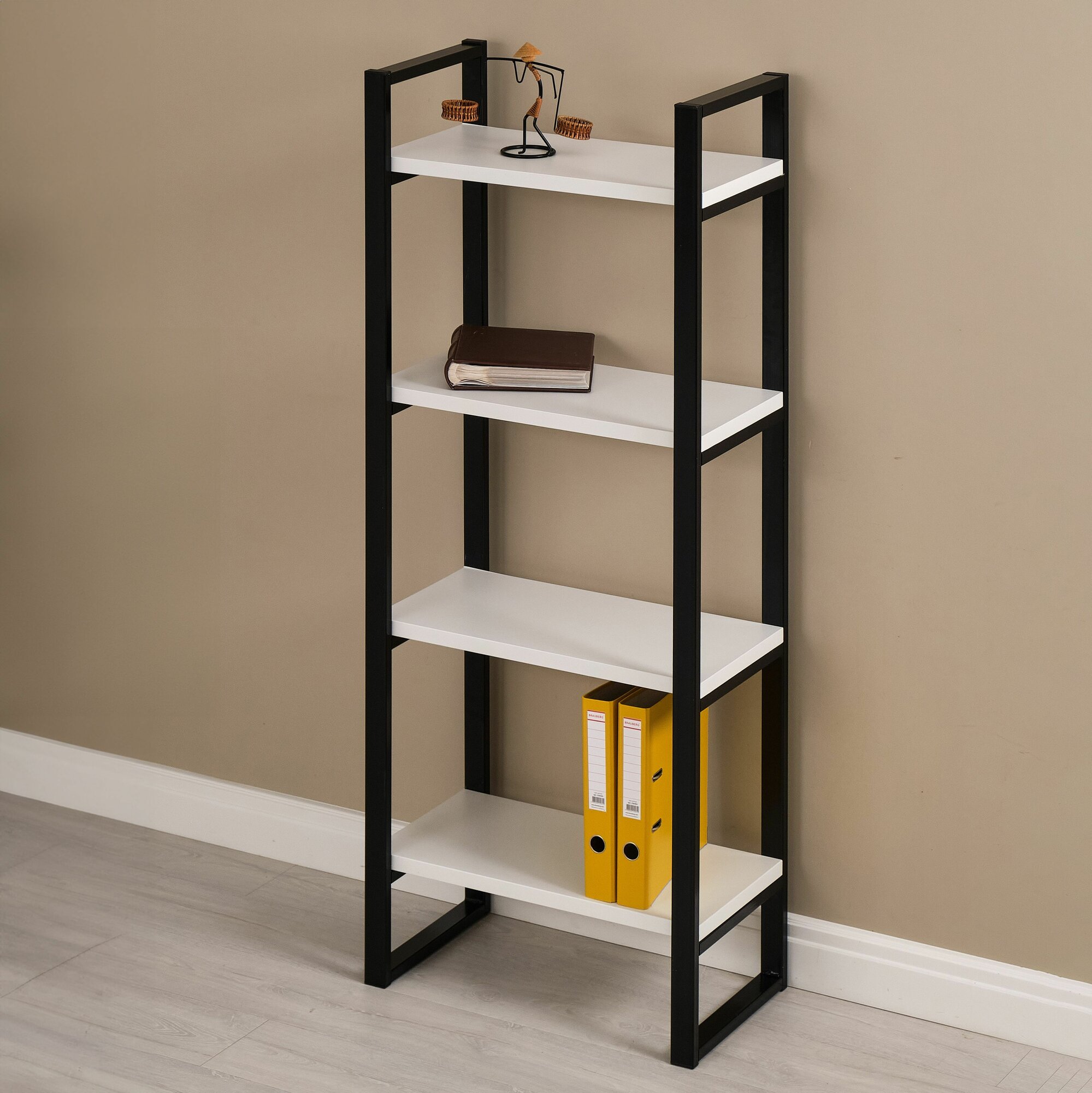 Стеллаж "Лофт" Мебельная фабрика Юдиных, ЛДСП 26мм, белый, черный