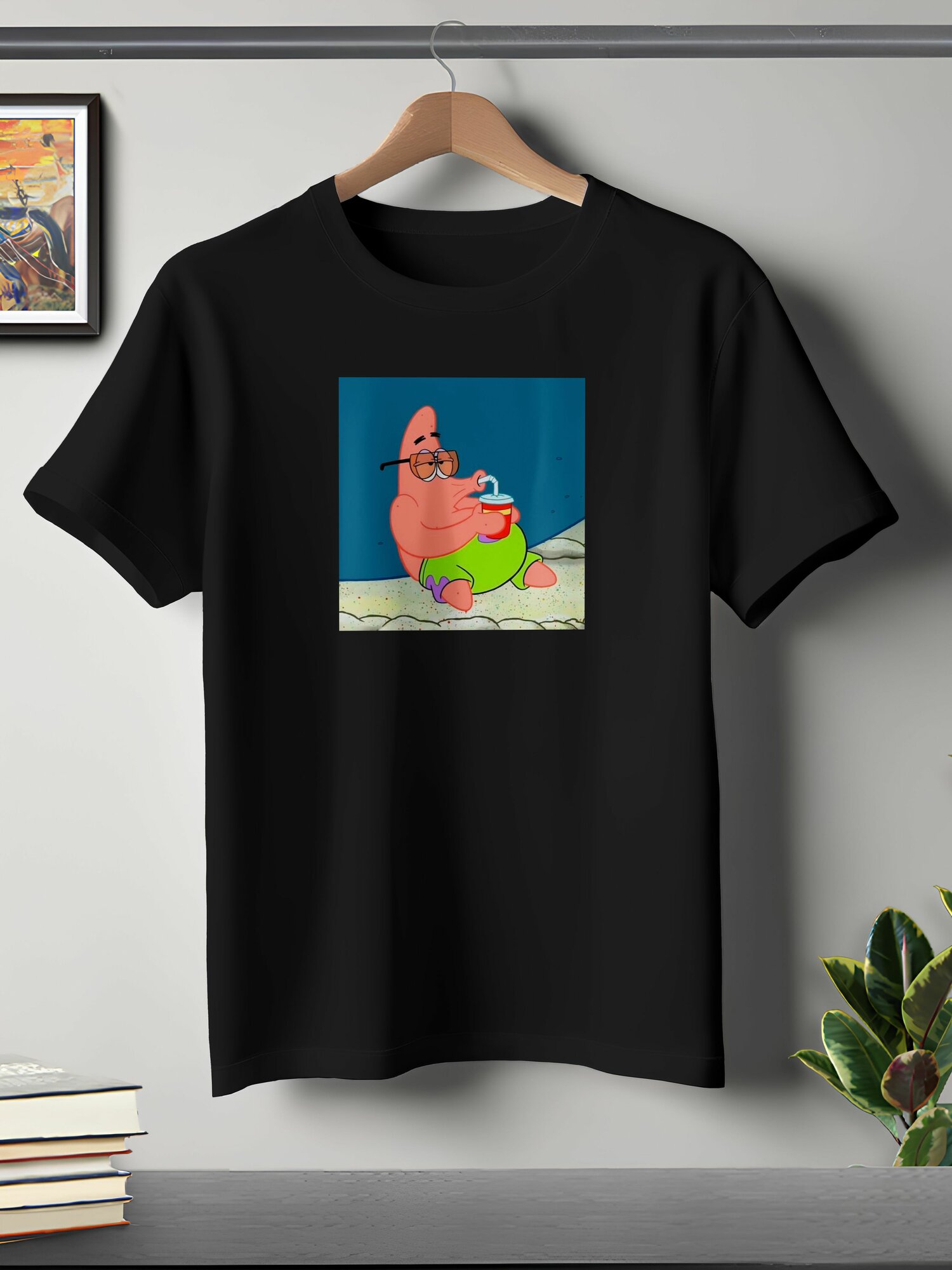 Футболка Детская ONEQ 98 (3-4) размер с принтом Спанч Боб, черная