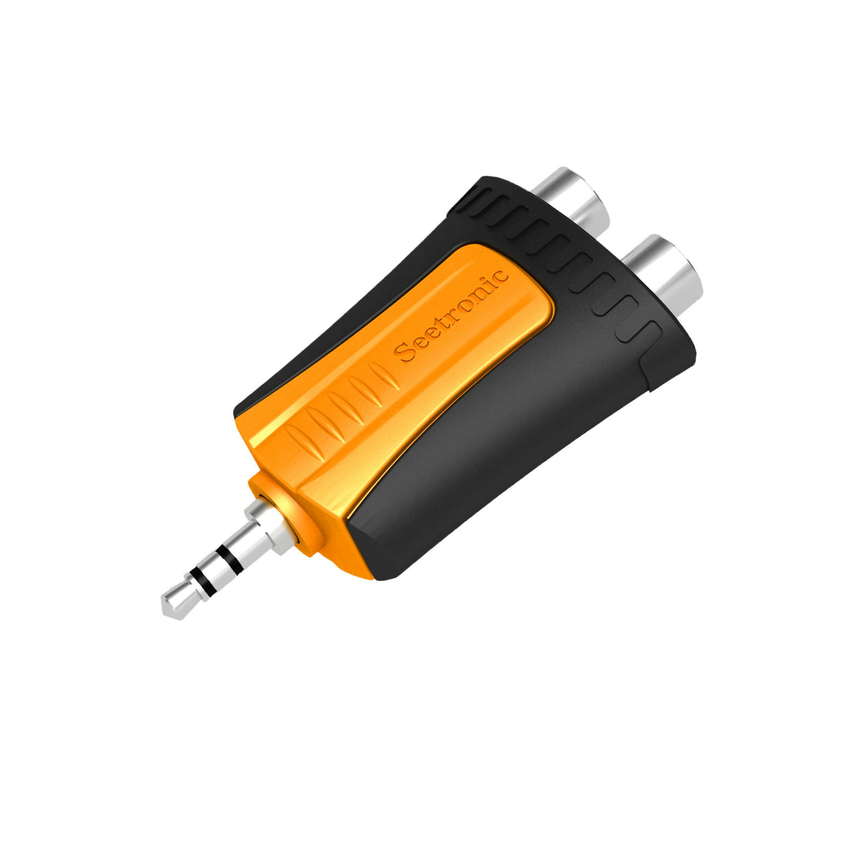Переходник Seetronic MMJ3-2RF, для 2x RCA мама (тюльпаны) и TRS Jack папа (стерео мини-джек), черный