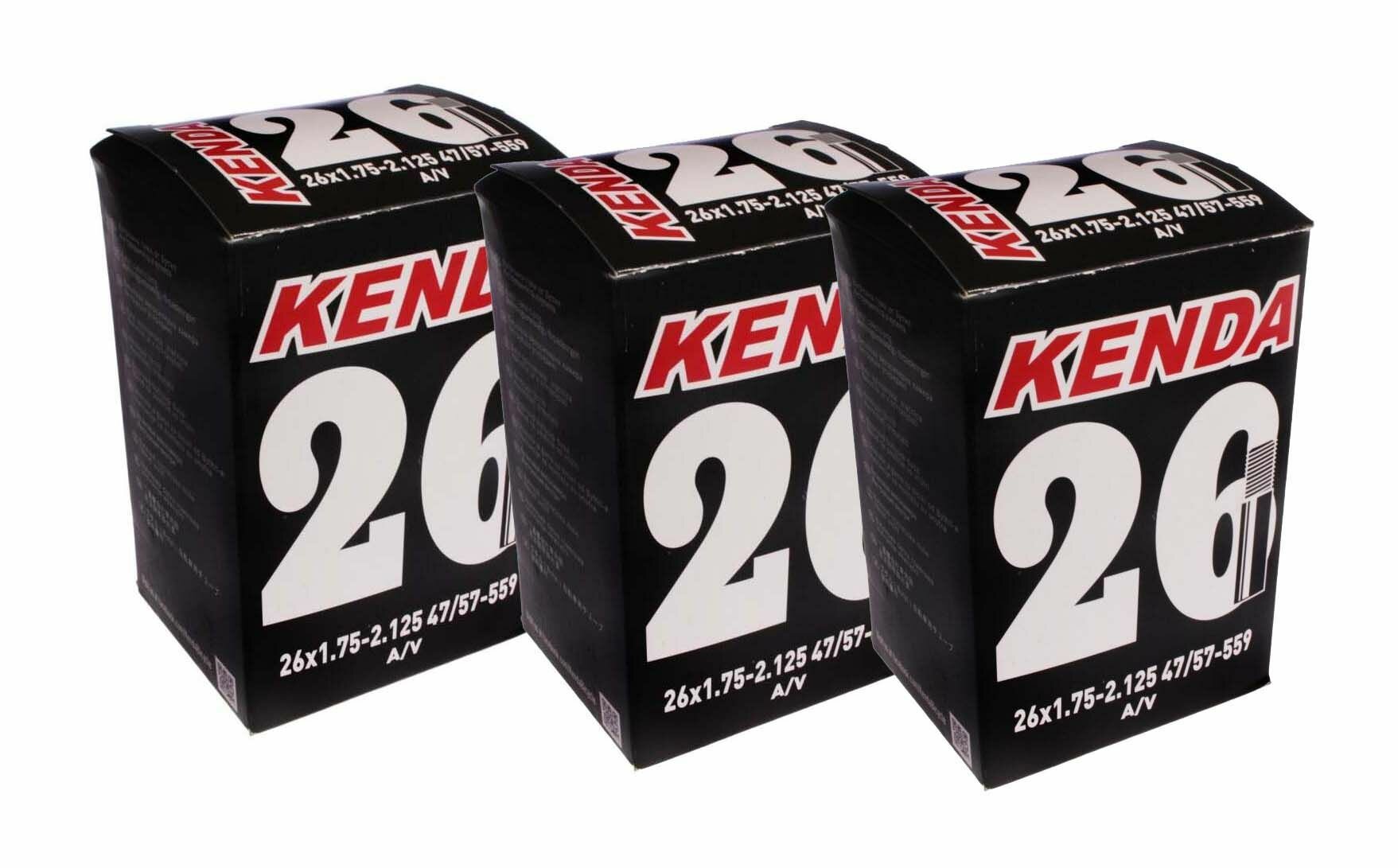 Комплект 3 штуки велокамера Kenda 26 дюймов, авто ниппель (Schrader) Ширина: 1.75-2.125