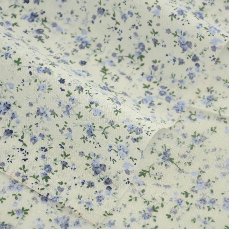 Хлопковая ткань голубая с цветами, 50x100 см, p003-3
