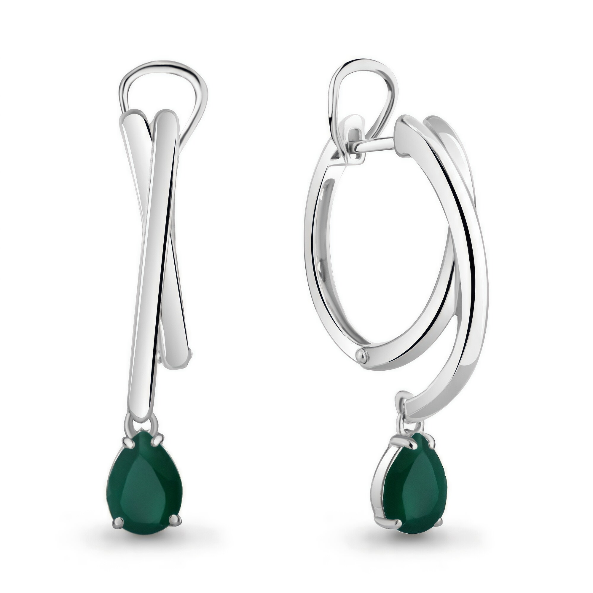 Серьги Diamant online, серебро, 925 проба, родирование, агат