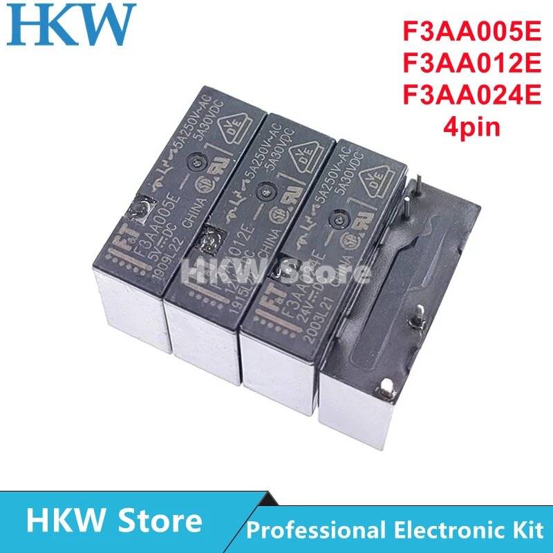 Реле F3AA005E F3AA012E F3AA024E 5В 12В 24В 4PIN (10 шт) 5V F3AA005E