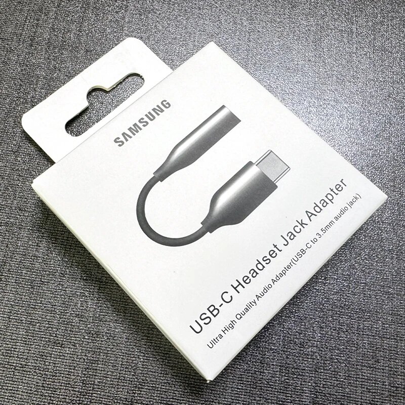 Адаптер Samsung USB типа C на 3,5 мм Aux Type-c 3 5 Jack Аудиокабель для наушников black with box