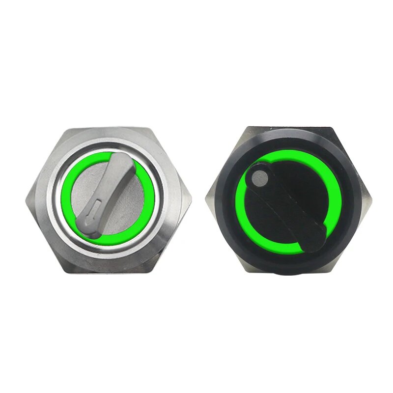 Поворотный переключатель EARUELETRIC 19/22 мм 2/3 19MM Black, Green Led, 3 position Latching, 12-24V