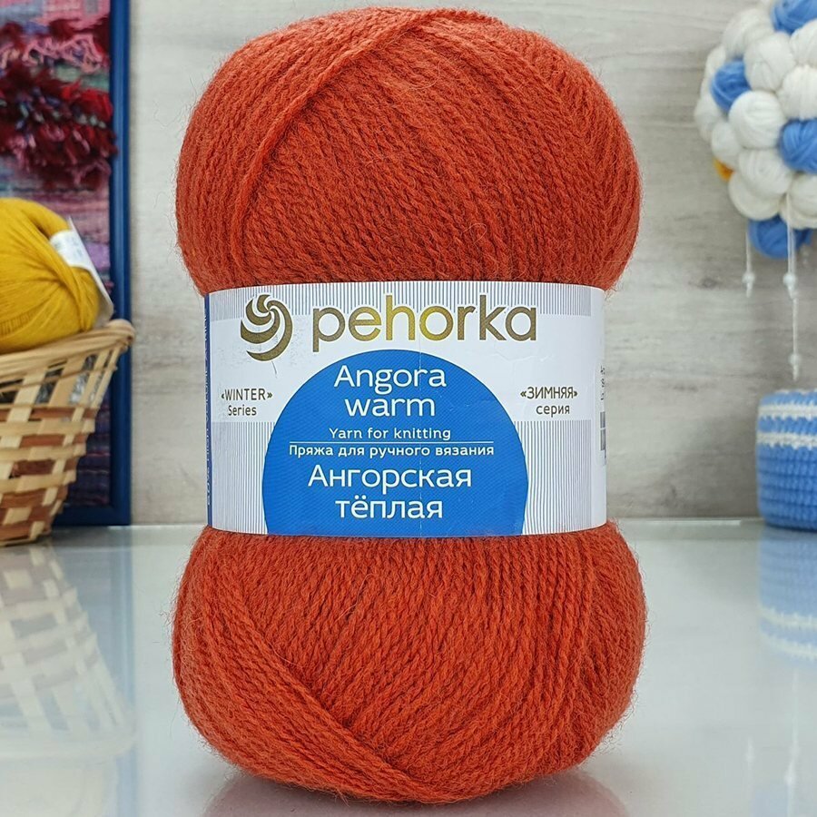 Пряжа Пехорка ангорская теплая 189 яр. оранж (5 мотков)