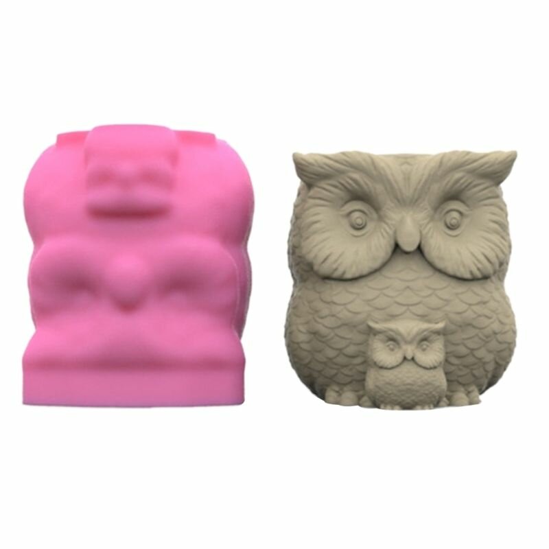 Силиконовая форма DIY Forms и мать-младенец при формировании маленького цветочного горшка-сова