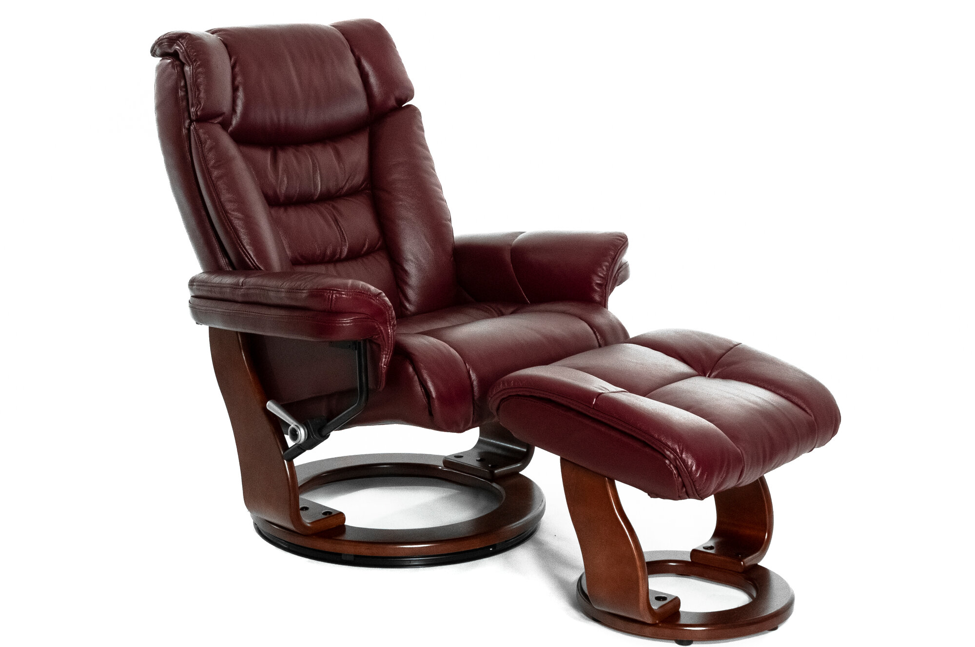 Кресло реклайнер механическое FALTO «Relax Zuel» бордовое, натуральная кожа
