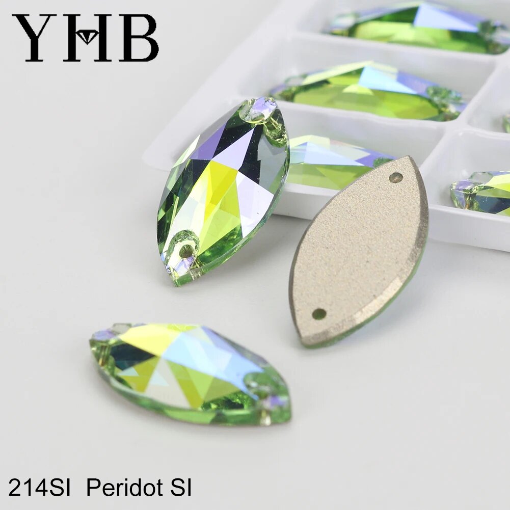 Стразы YHB Navette, 9x18 мм, 36 шт, Peridot SI