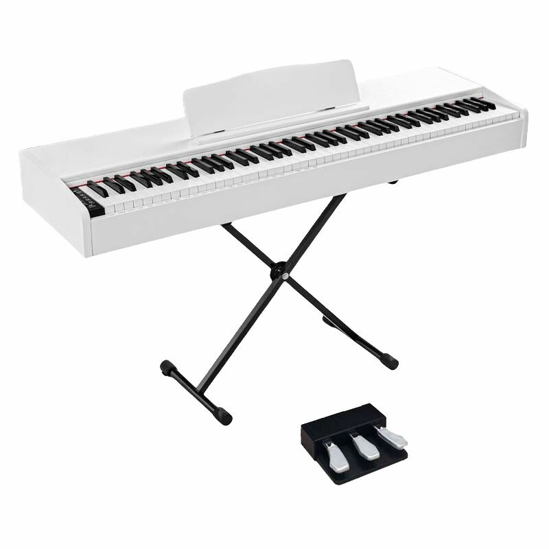 Цифровое пианино, полувзвешенный, массив дерева, тон фортепиано, белый