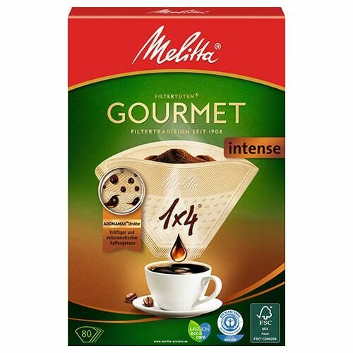 Фильтры для кофеварок неотбеленные Melitta Gourmet Intense 1х4/80 шт