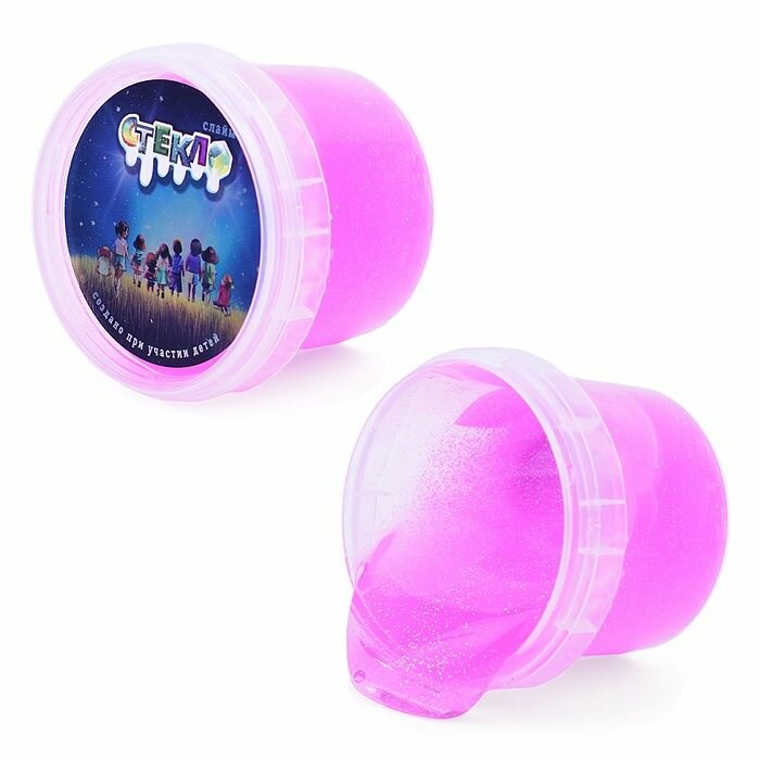 Слайм Лепа Стекло с малиновыми блестками, 90 г