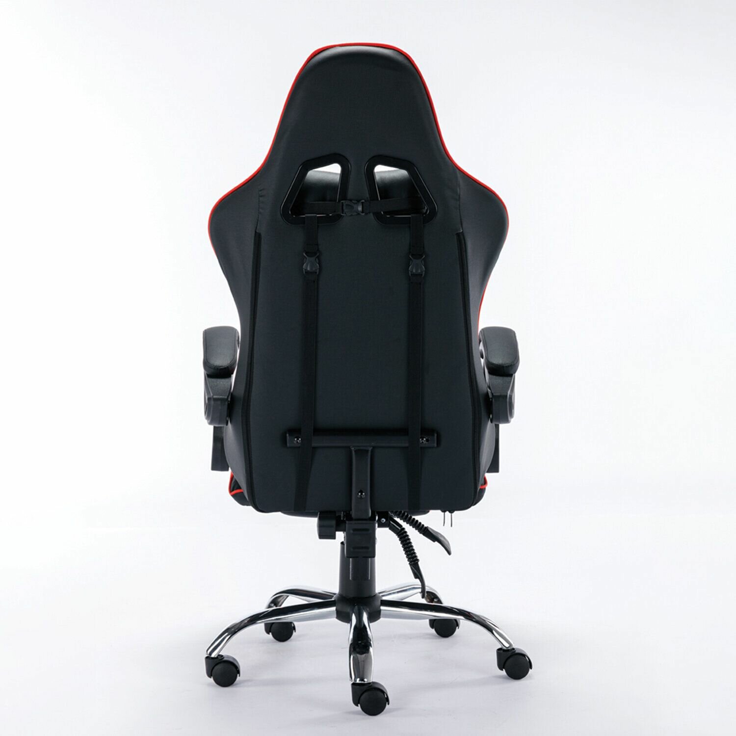 Компьютерное кресло Brabix "Dexter GM-135", подножка, 2 подушки, экокожа, черно-красное (532799)