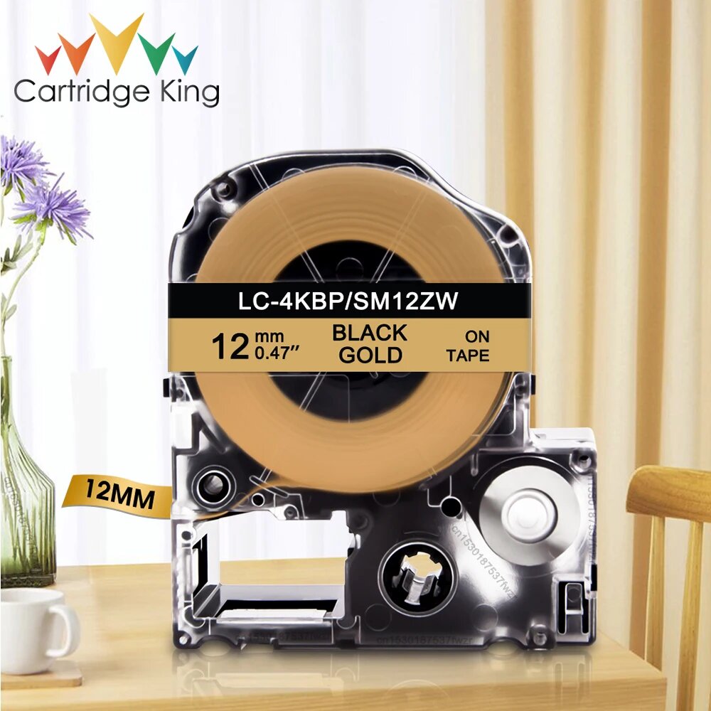 Лента для принтера этикеток CARTRIDGE KING 12 мм, Black on Gold