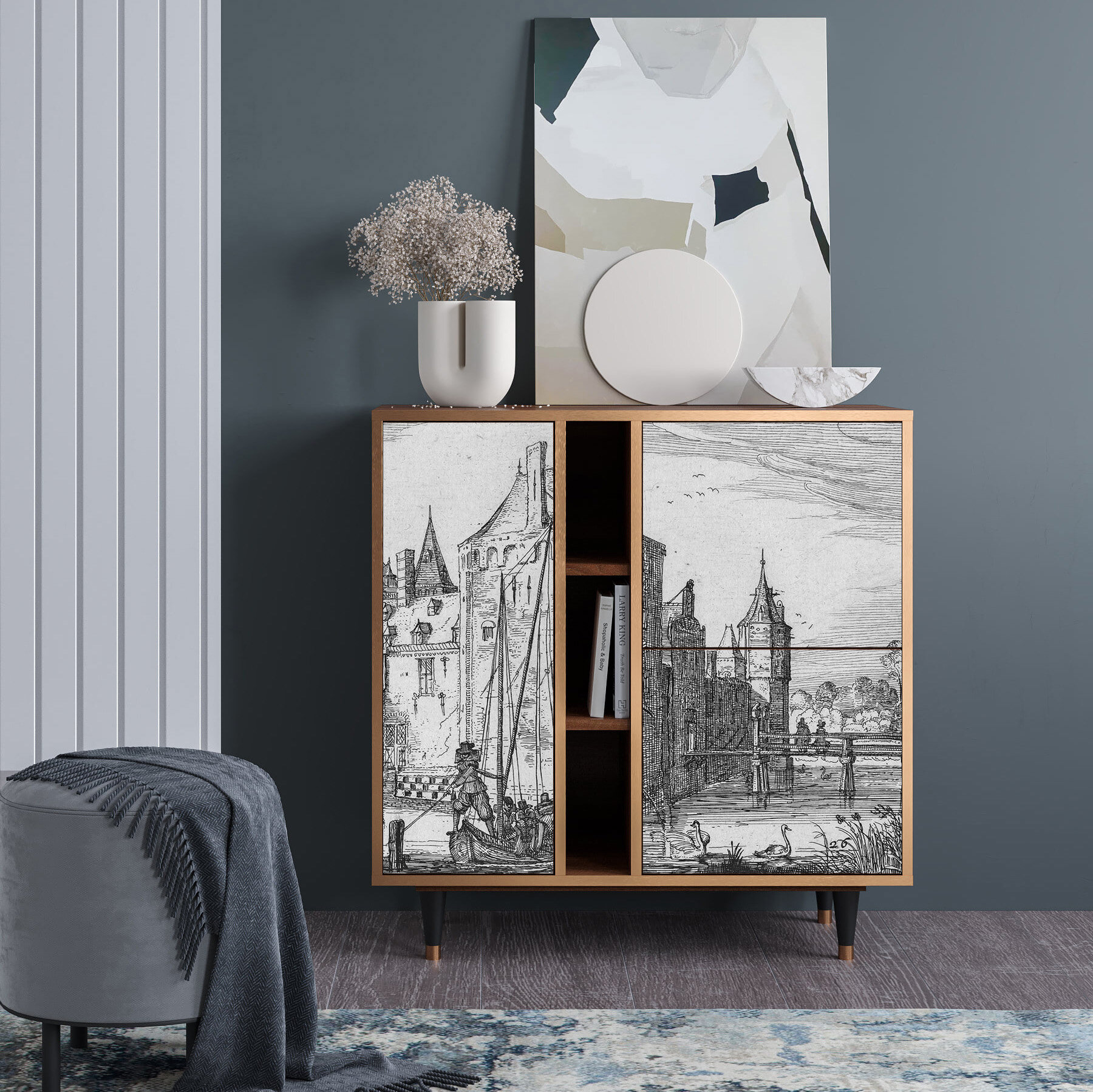 Комод - STORYZ - BS5 Castle with Lift Bridge by Pieter Breugel , Размер - 94 x 96 x 41 см, Цвет корпуса - , Орех