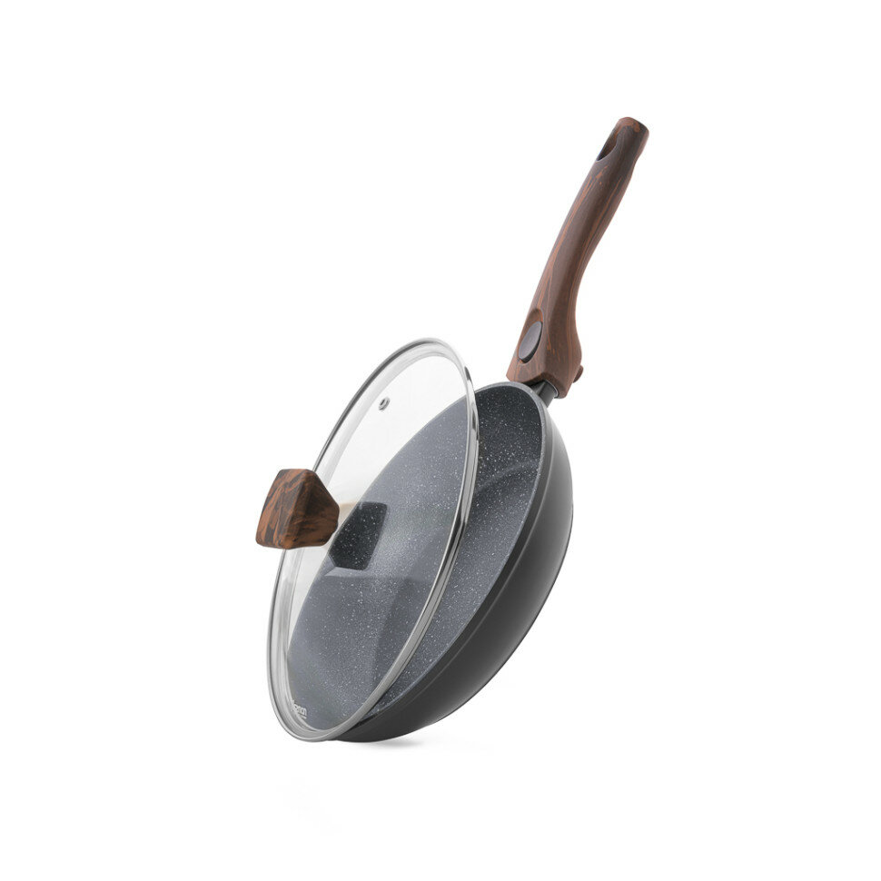 14964 FISSMAN Сковорода для жарки CAPELLA 24х5см (алюминий с антипригарным покрытием TiPro) Ручка-бакелит с покрытием «софт тач»; Крышка-стекло; Индукция