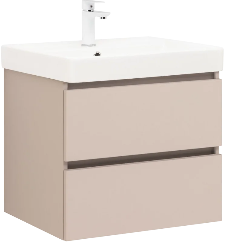 Тумба с раковиной Aquanet Вега 2.0 60, подвесная, бежевая матовая