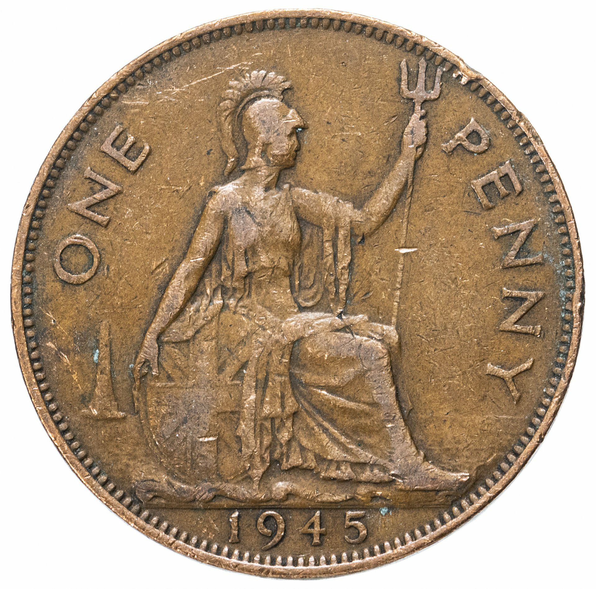 Великобритания 1 пенни penny 1937-1948 Георг VI, случайная дата, Бронза, в сохранности VF