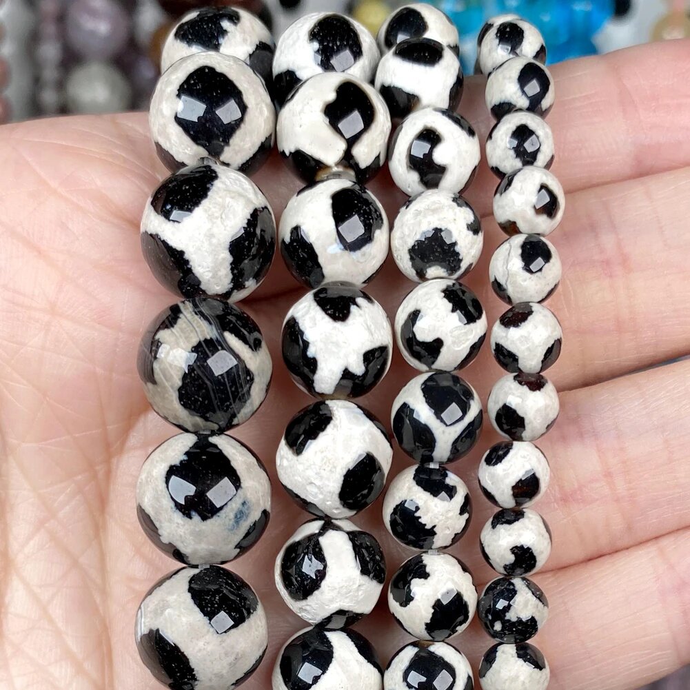 Тибетские агаты бусины IYKWIM 6 8 10 мм 6mm 59 to 61pcs, Black