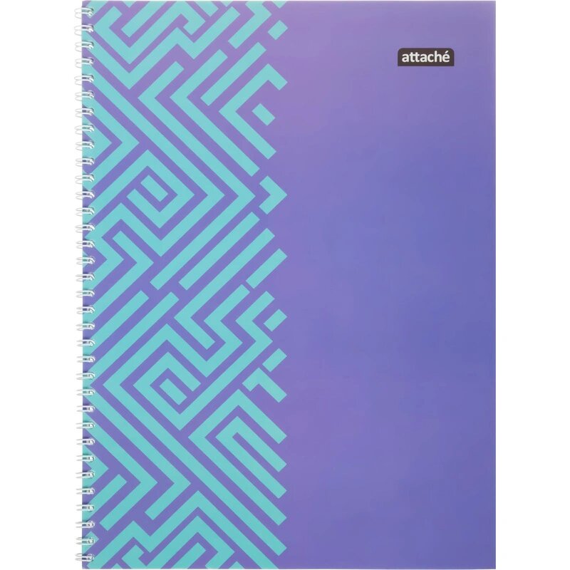 Бизнес-тетрадь А4 60л Attache Греция Голубой/Фиолет клет, 65г, греб, ВД-лак