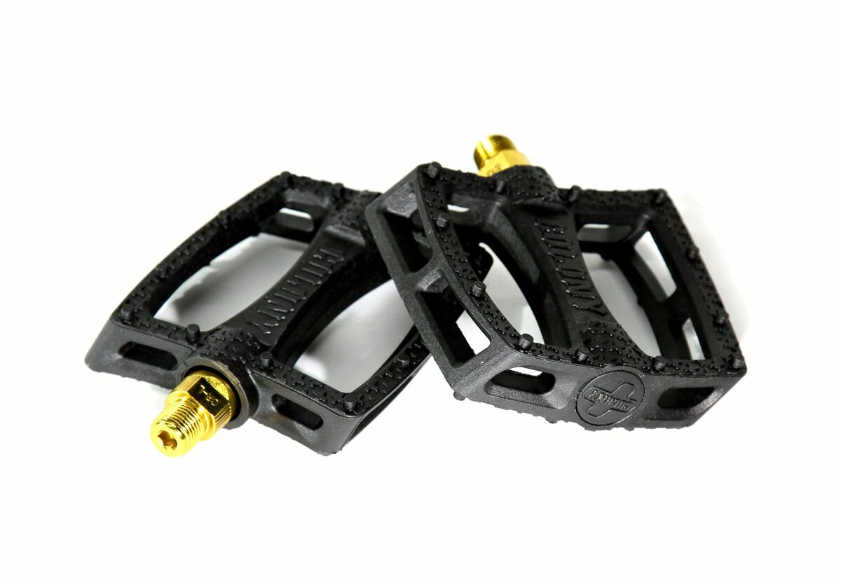 Педали велосипедные COLONY Fantastic Plastic Pedals 9/16" - Nylon/Fibre Mix, цвет черно-золотой, арт. I19-910G