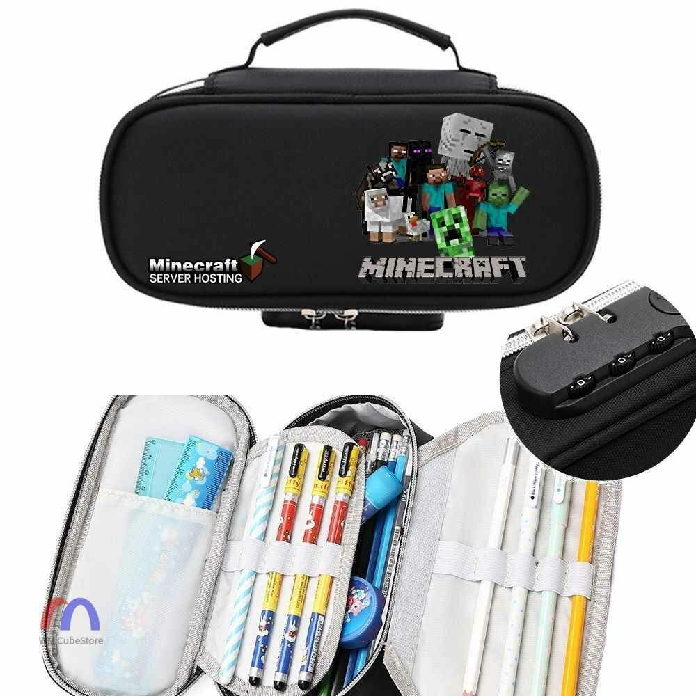 Пенал для мальчика школьный 2 отделения майнкрафт с паролем Minecraft SJBD230718 02